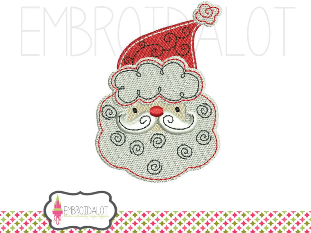 Santa Machine Embroidery Design. Cute Santa Embroidery With Swirly ...
