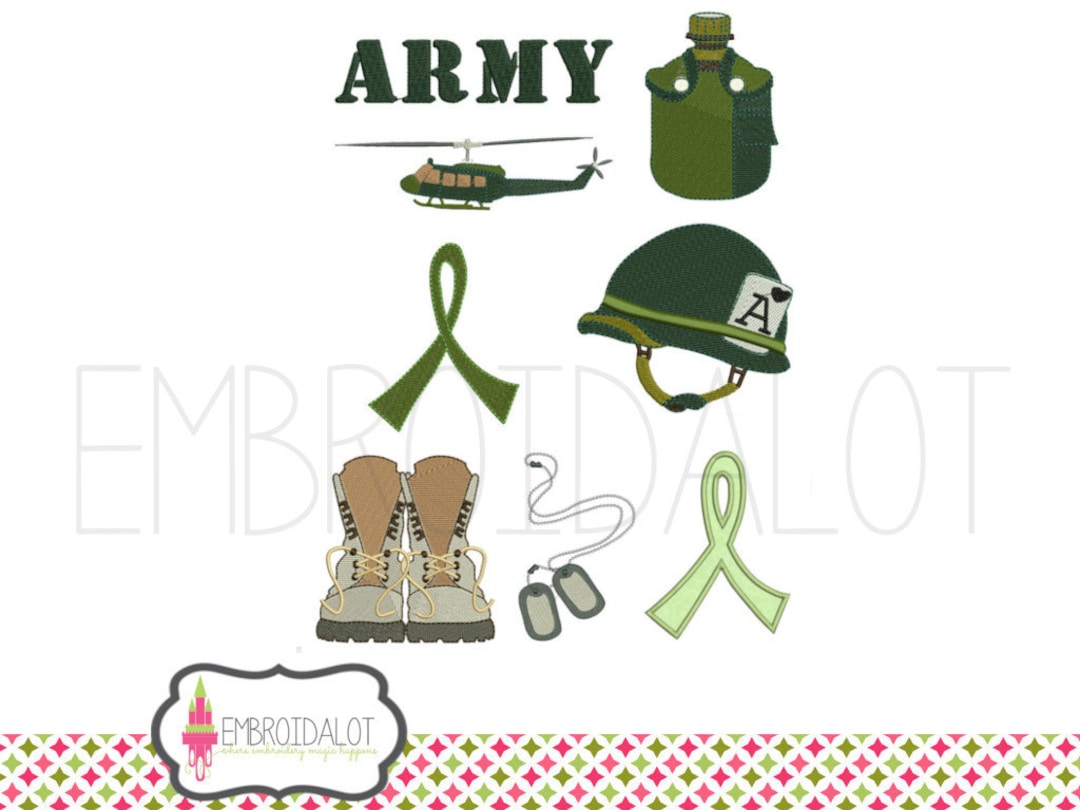 Army Machine Embroidery Design Set. Army Embroidery in Filled, Applique ...