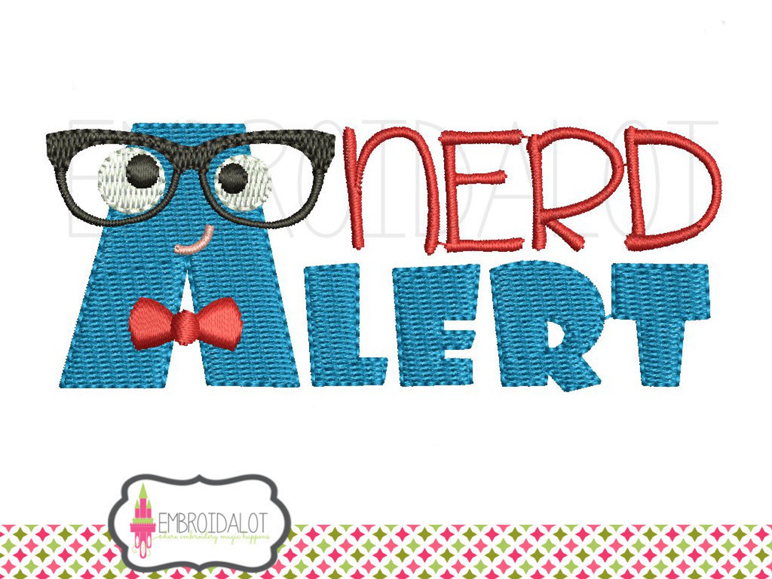 Nerd Applique Design. Geek Embroidery Design Fun Nerd Alert - Etsy