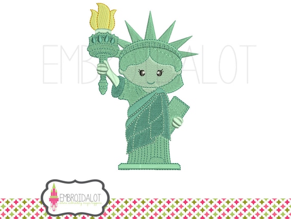 American Machine Embroidery Design. Lady Liberty Cute and - Etsy