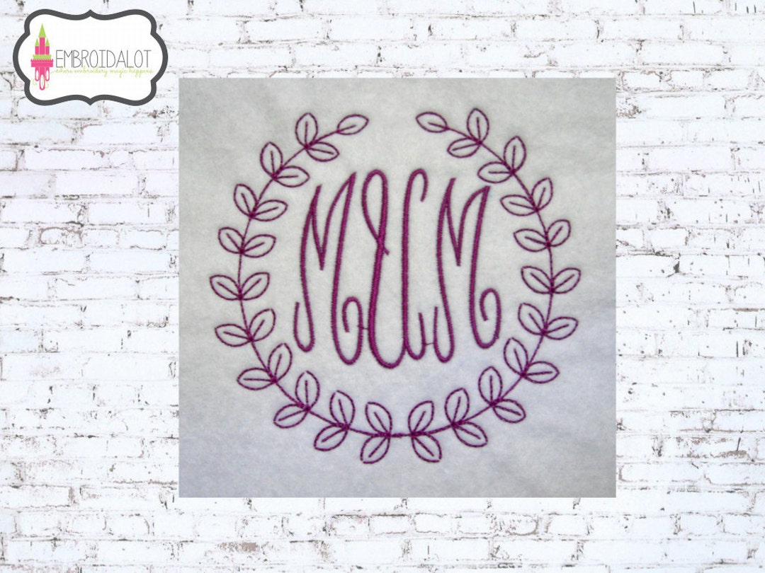 Leaf Monogram Frame Embroidery Design. Text Fame in Chalkboard Style ...