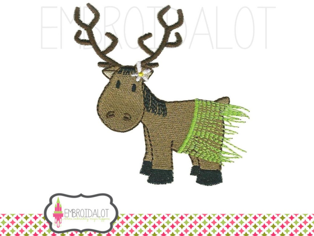 Reindeer Machine Embroidery Design. Super Cute Hula Deer Embroidery ...