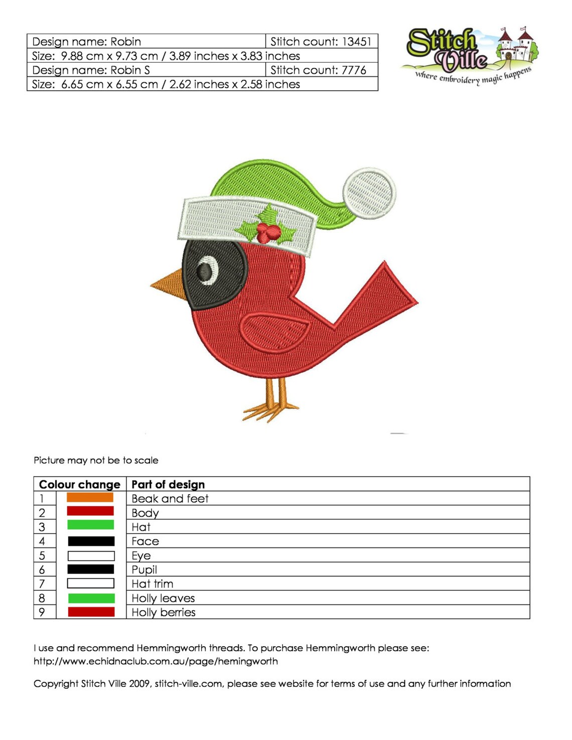 Robin Machine Embroidery Design. Cute Bird Embroidery With Santa Hat in ...