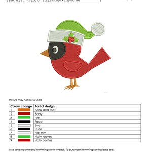 Robin Machine Embroidery Design. Cute Bird Embroidery With Santa Hat in ...