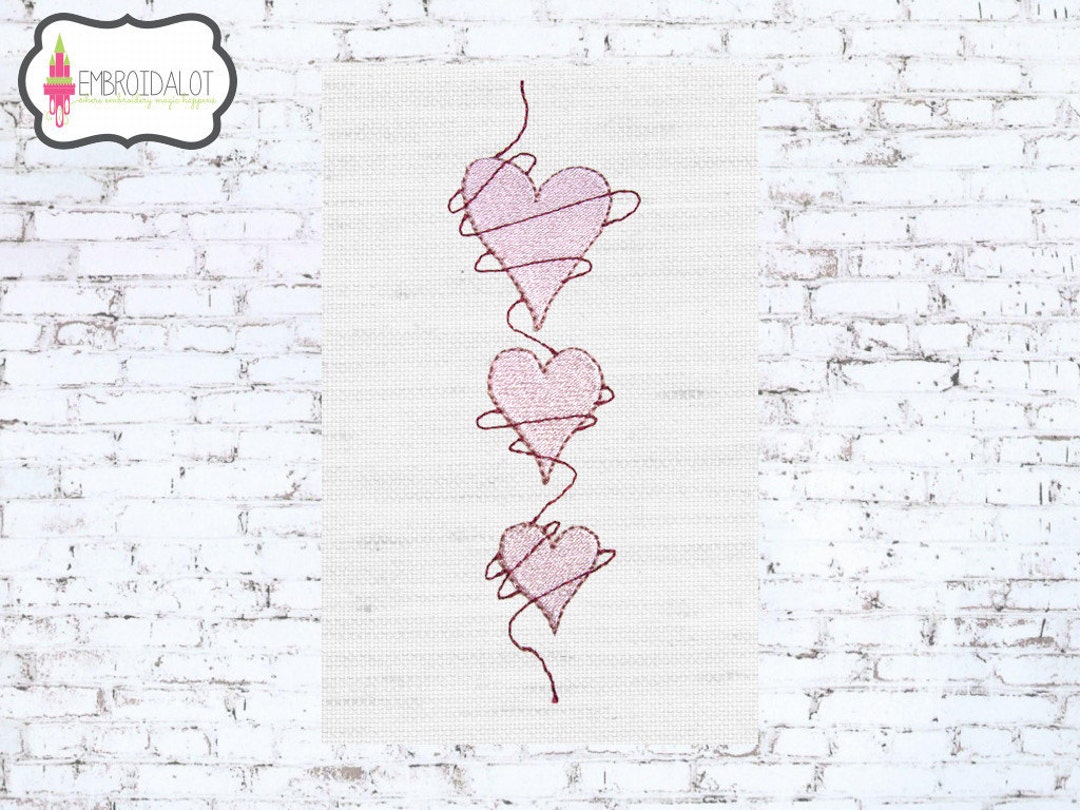 Heart Machine Embroidery Design. 3 Wrapped Together. Pretty Heart ...