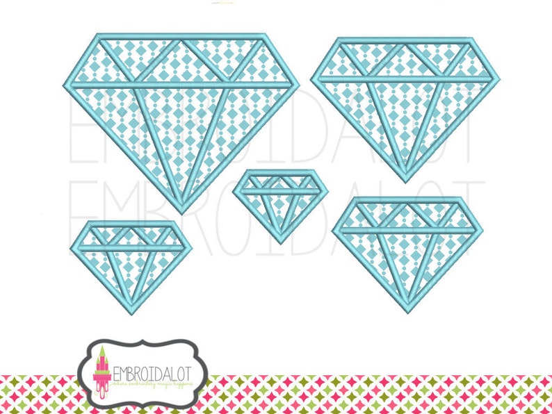 Diamond Applique Embroidery Design. on Trend Geometric Diamond - Etsy