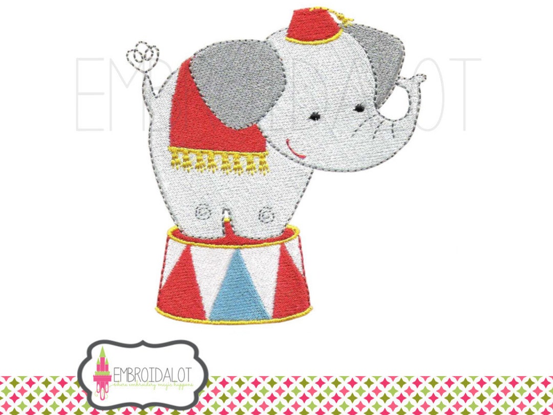 Elephant Machine Embroidery Design. Adorable Circus Embroidery, Two ...