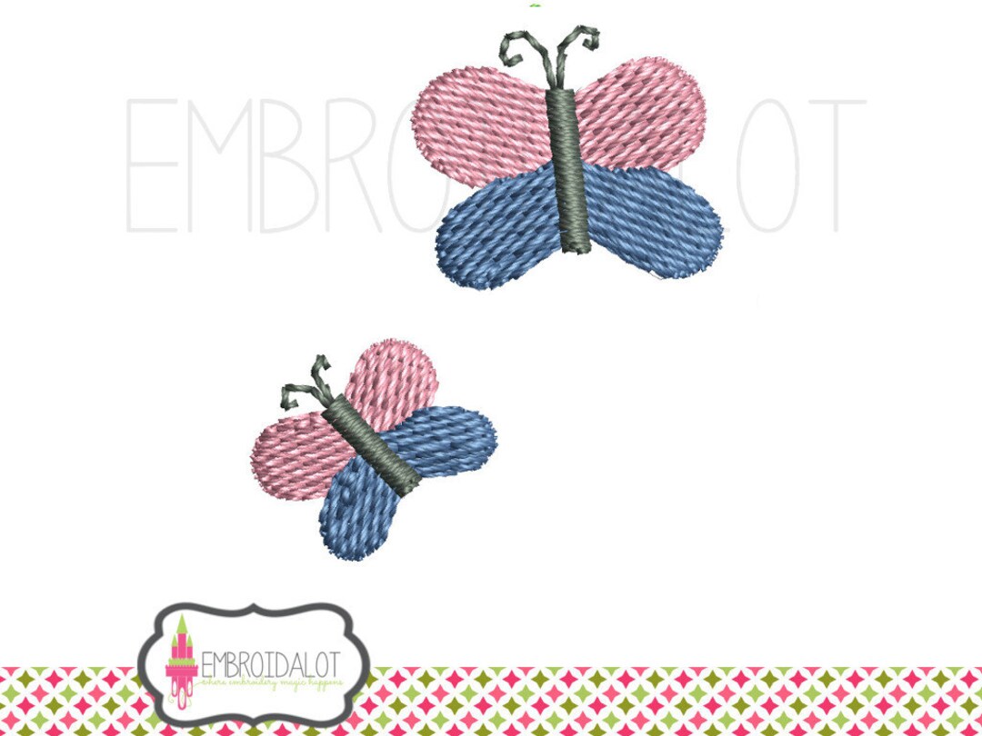 Mini Butterfly Embroidery Design. Cute! Two Little Mini Butterfly ...