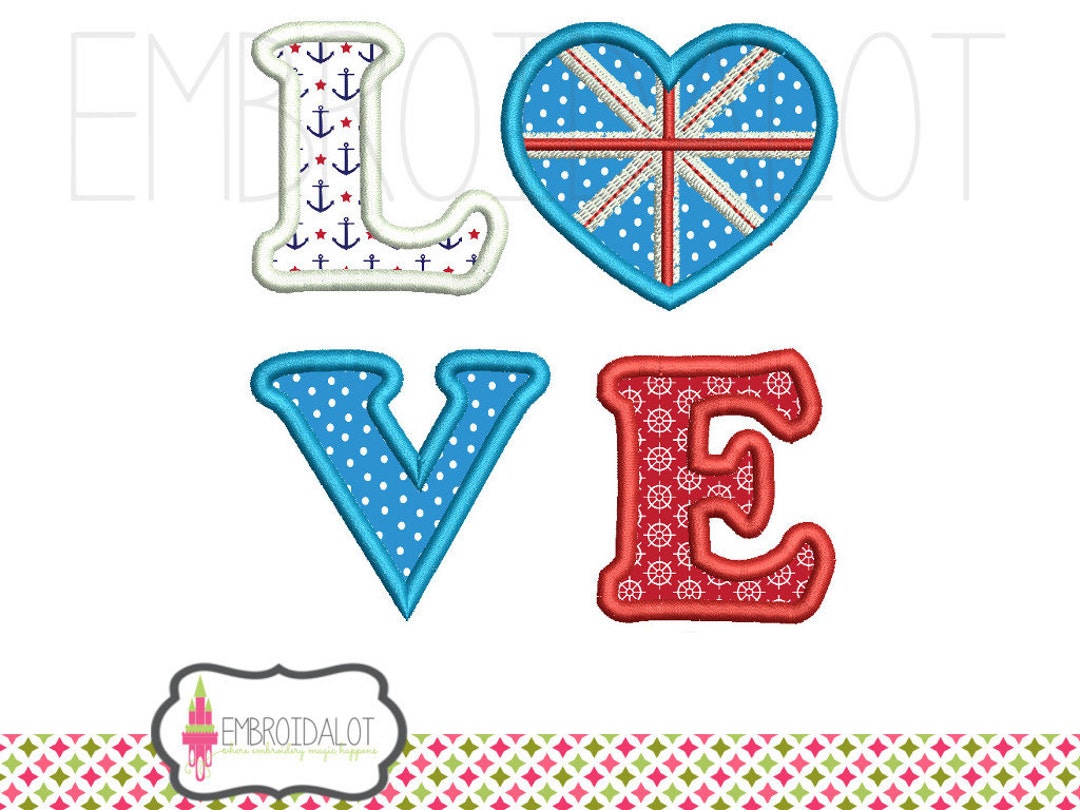 UK Applique Machine Embroidery Design. UK Love Applique With Union Jack ...