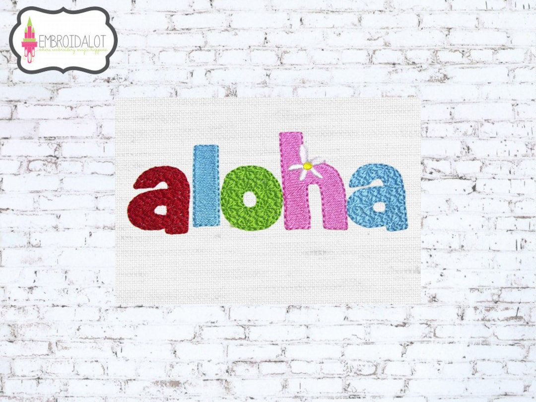 ALOHA Machine Embroidery Design. Cute Hawaiian Embroidery Design in ...