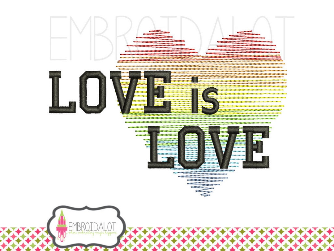 Love Embroidery Design. A Fun LGBT Embroidery. Heart in Sketchy Rainbow ...