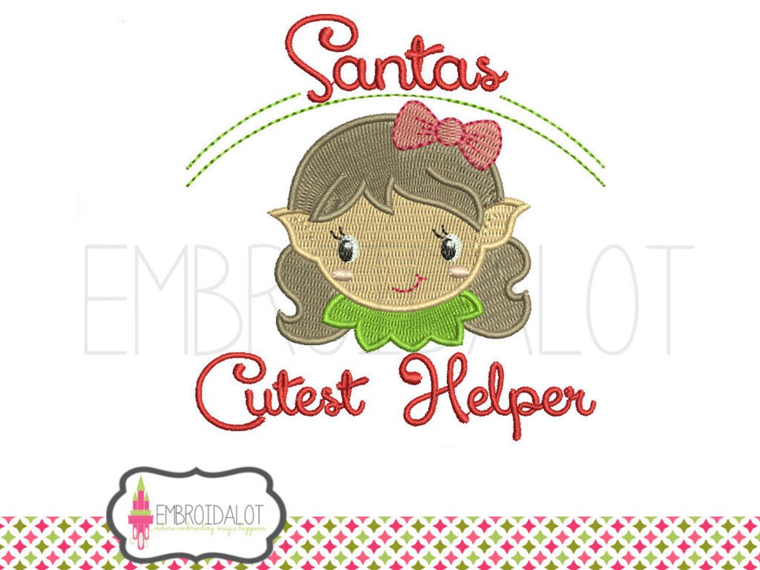 Girl Elf Machine Embroidery Design. Cute Christmas Embroidery Design in ...