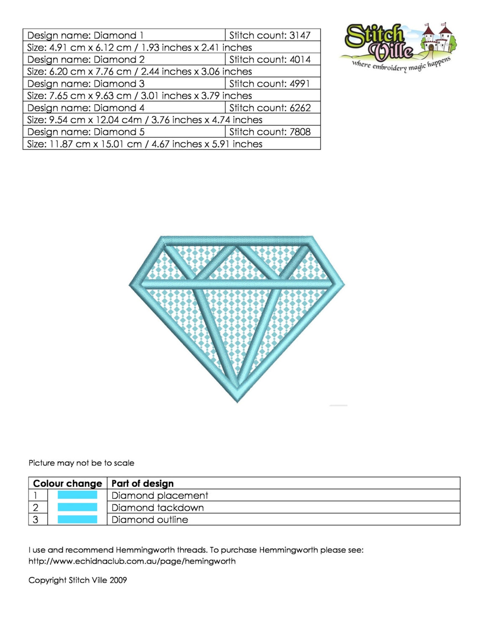 Diamond Applique Embroidery Design. on Trend Geometric Diamond ...