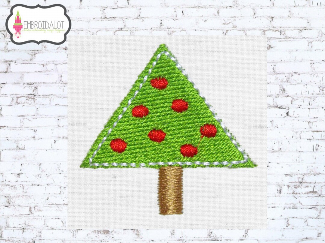 Christmas Tree Machine Embroidery Design. Cute Mini Christmas Tree ...