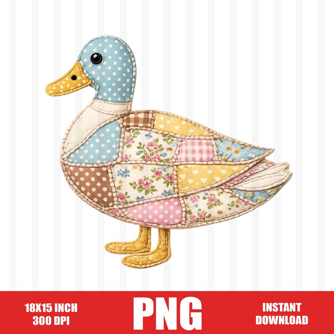 Patchwork Duck PNG, Digital File, Cute Duck Clipart, Quilted Duck ...