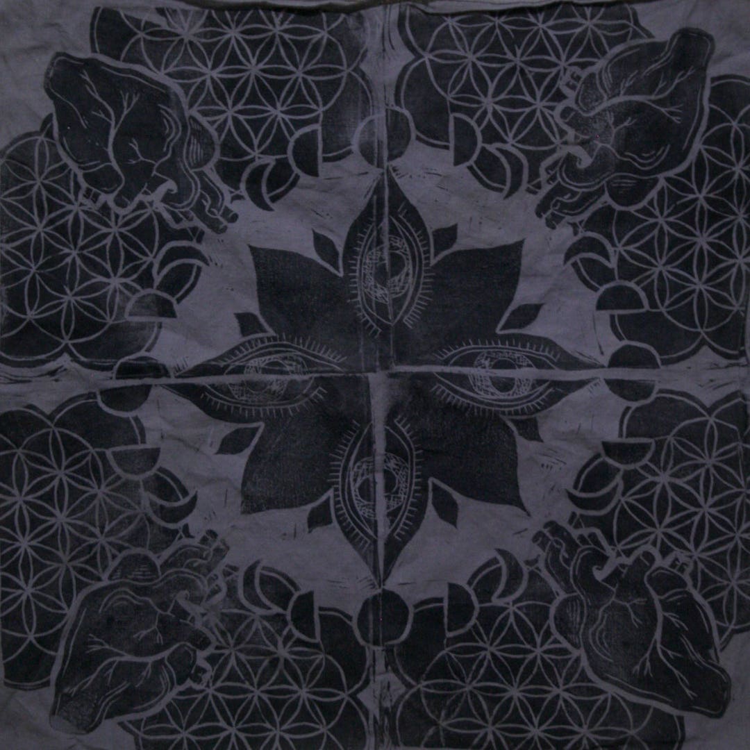 Hand Block Printed Bandana: "circle of Love" - Etsy
