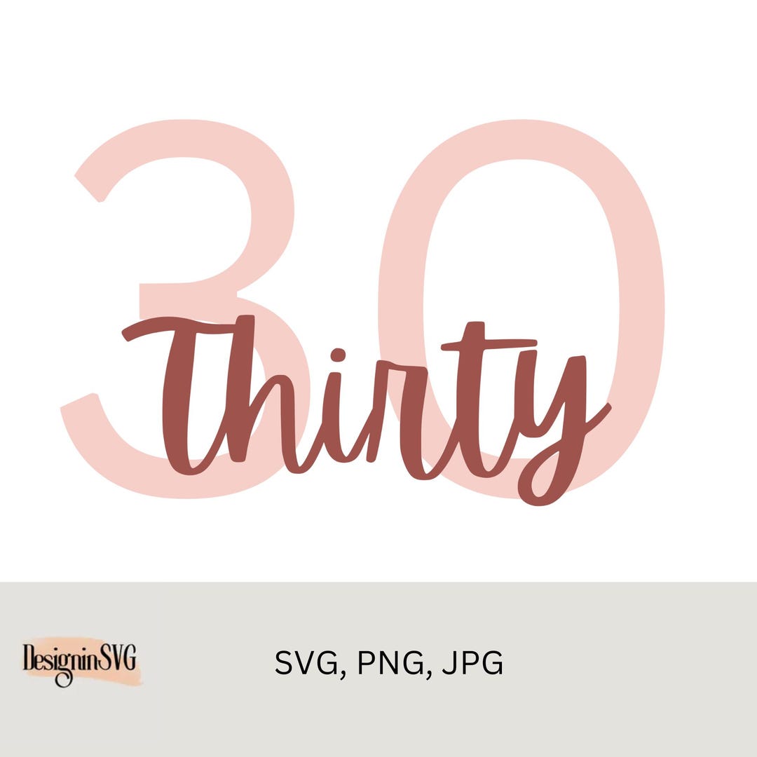 Simple 30th Svg, Png, Jpg Files, Birthday Svg, 30th Birthday Design ...