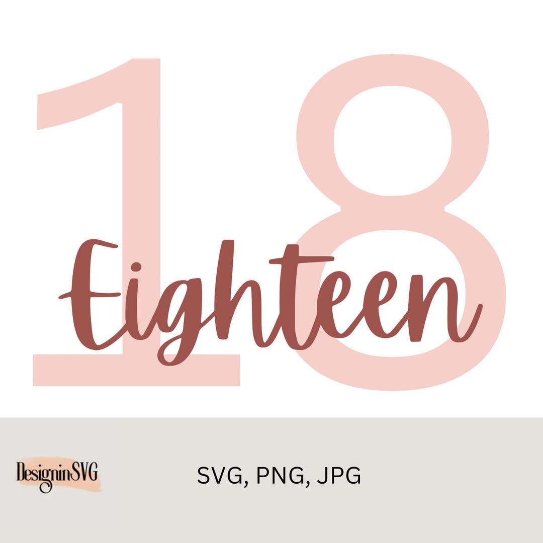 Simple 18th Svg, Png, Jpg Files, Birthday Svg, 18th Birthday Design ...
