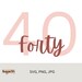 Simple 40th Svg, Png, Jpg Files, Birthday Svg, 40th Birthday Design ...