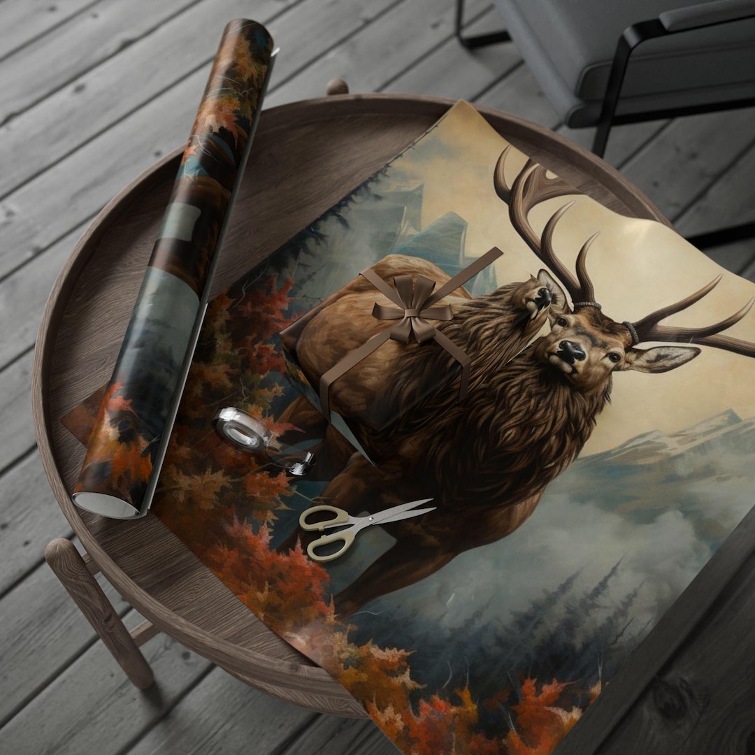 Elk Wrapping Paper, Rustic Gift Wrap, Woodland Theme, Holiday Packaging ...