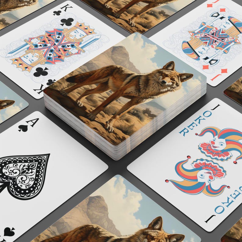 Coyote Playing Cards - Wild West Wildlife Deck, Majestic Coyote Art ...