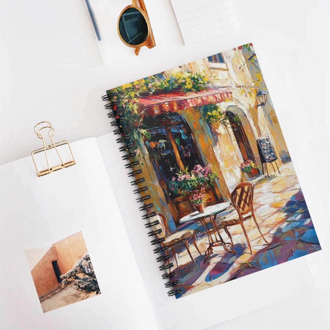 Street Cafe Spiral Notebook - Ruled Line, Perfect for Journaling, Study ...