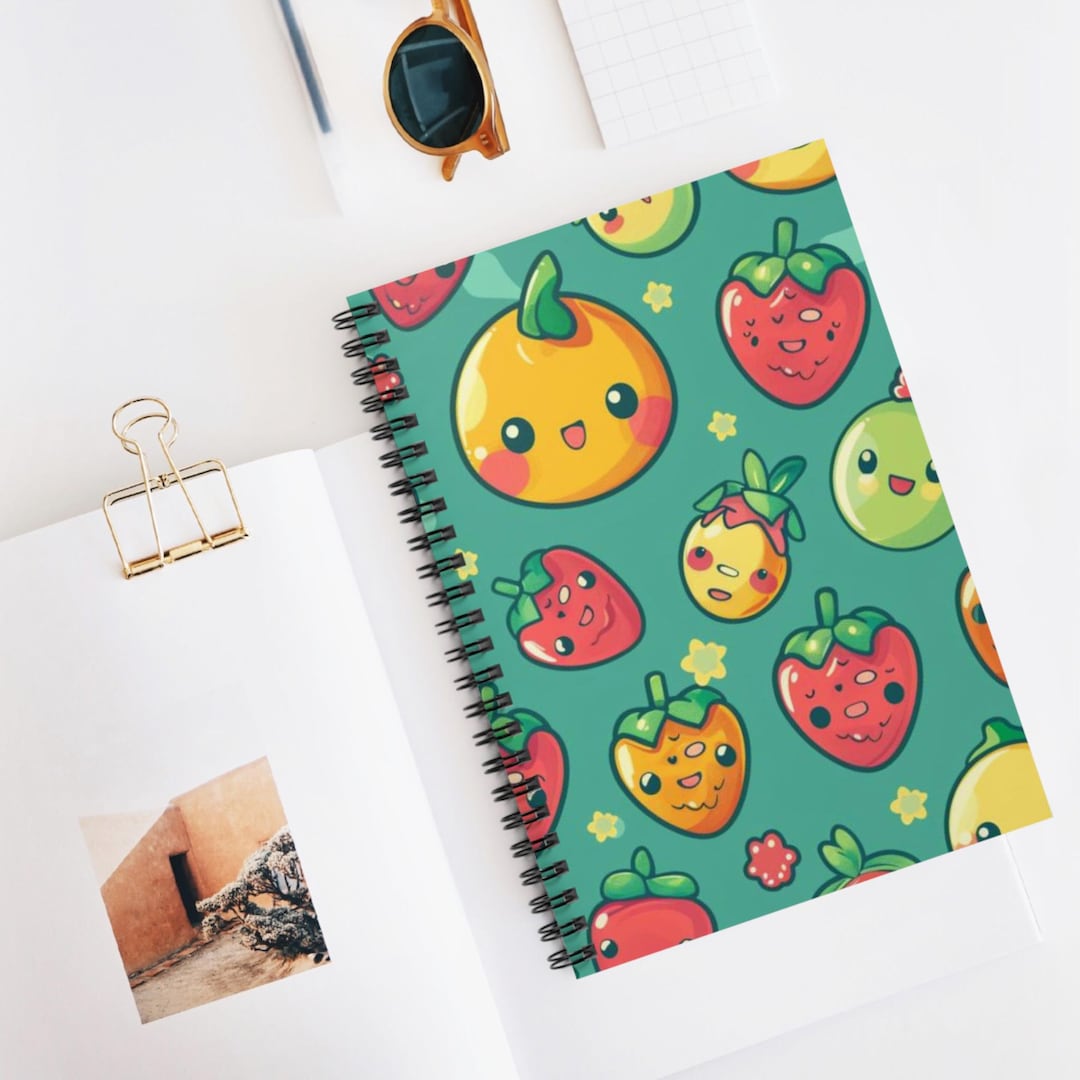 Kawaii Patterns Spiral Notebook - Cute Aesthetic Journal, Pastel Gift ...