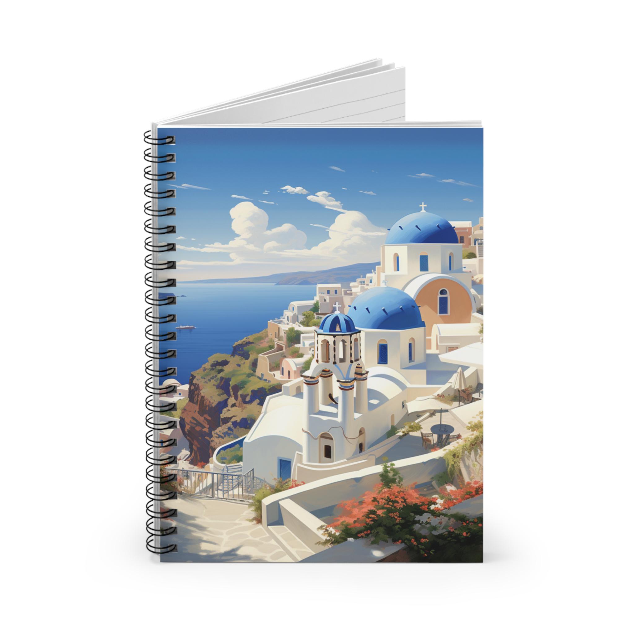 Greece Spiral Notebook - Aesthetic Ruled Line Journal, Travel Planner ...