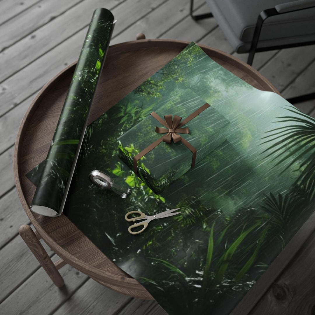 Jungle Rainstorm Wrapping Paper Roll, Eco-friendly Gift Wrap for ...