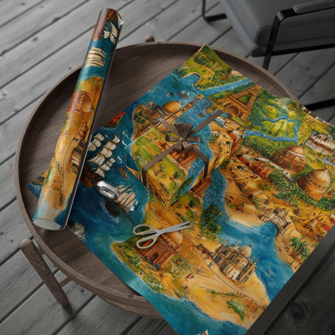 Exploring Earth Wrapping Paper - Travel-themed Gift Wrap, Adventure ...