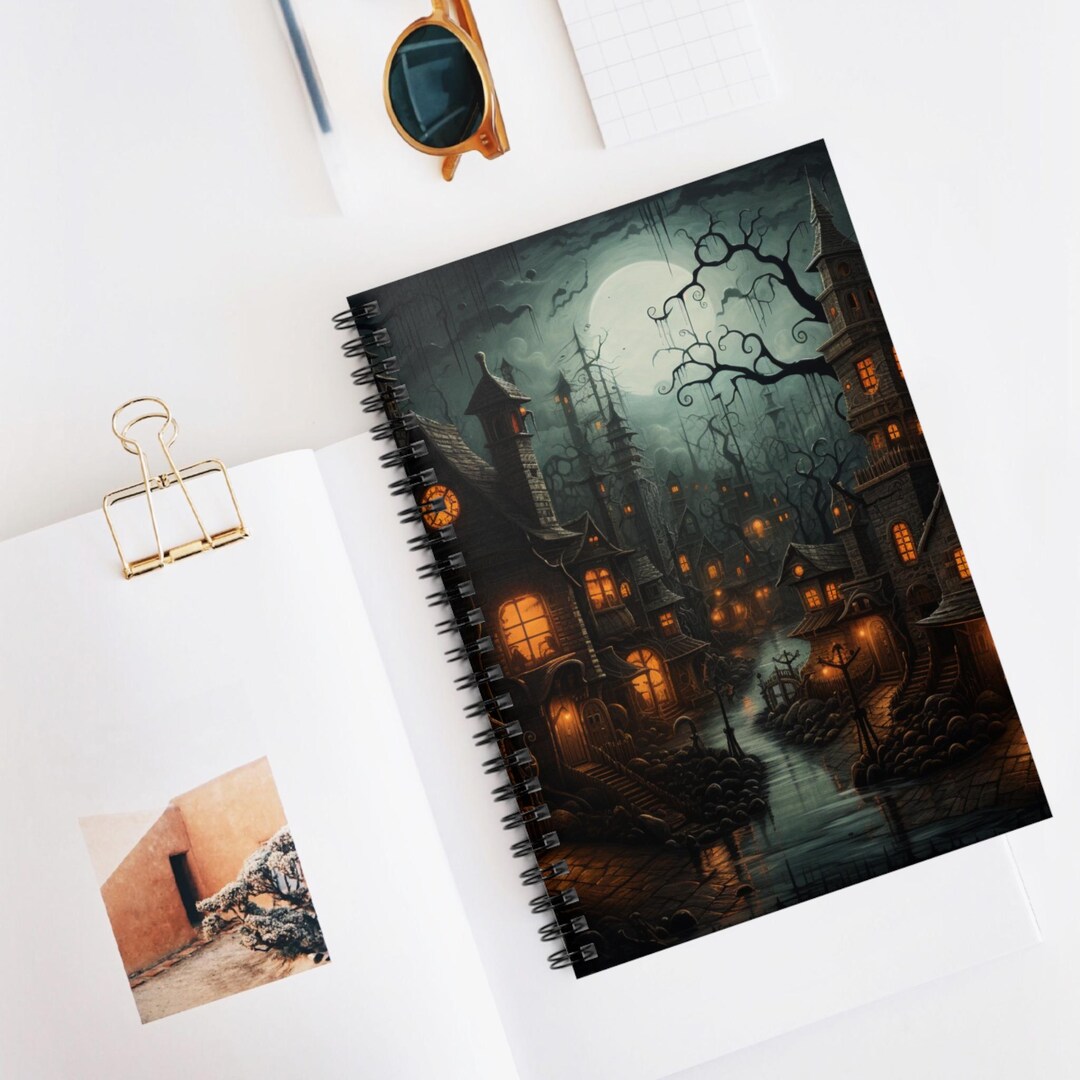 Spooky Town Spiral Notebook - Perfect for Halloween, Writing ...