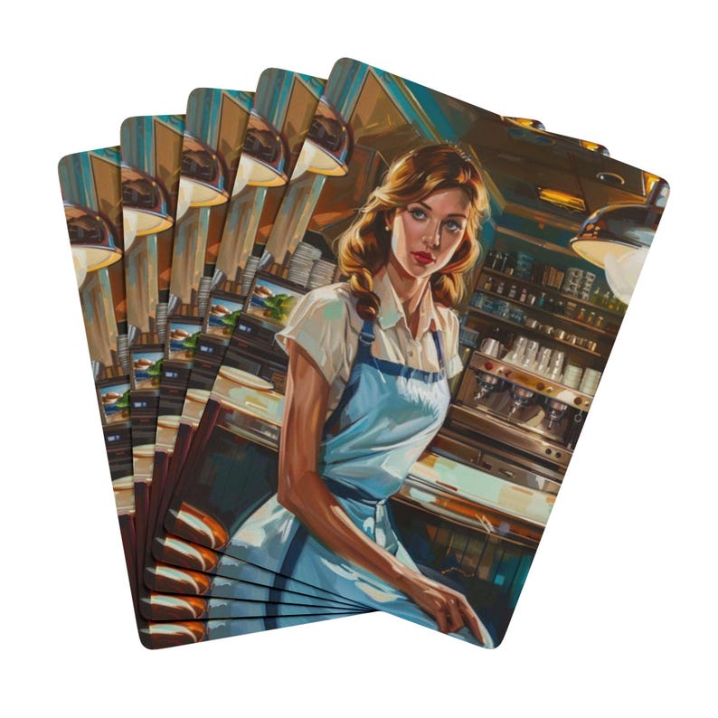 Waitress Playing Cards - Diner Life Deck, Food Service Art Cards ...