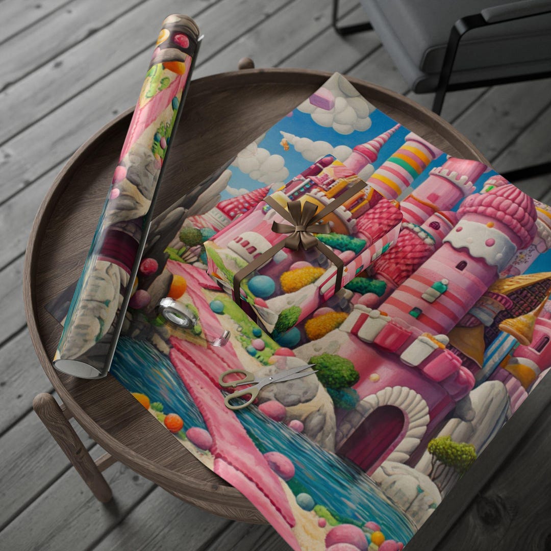 Candy Castles Wrapping Paper - Fantasy Gift Wrap, Sweet Treat Design ...