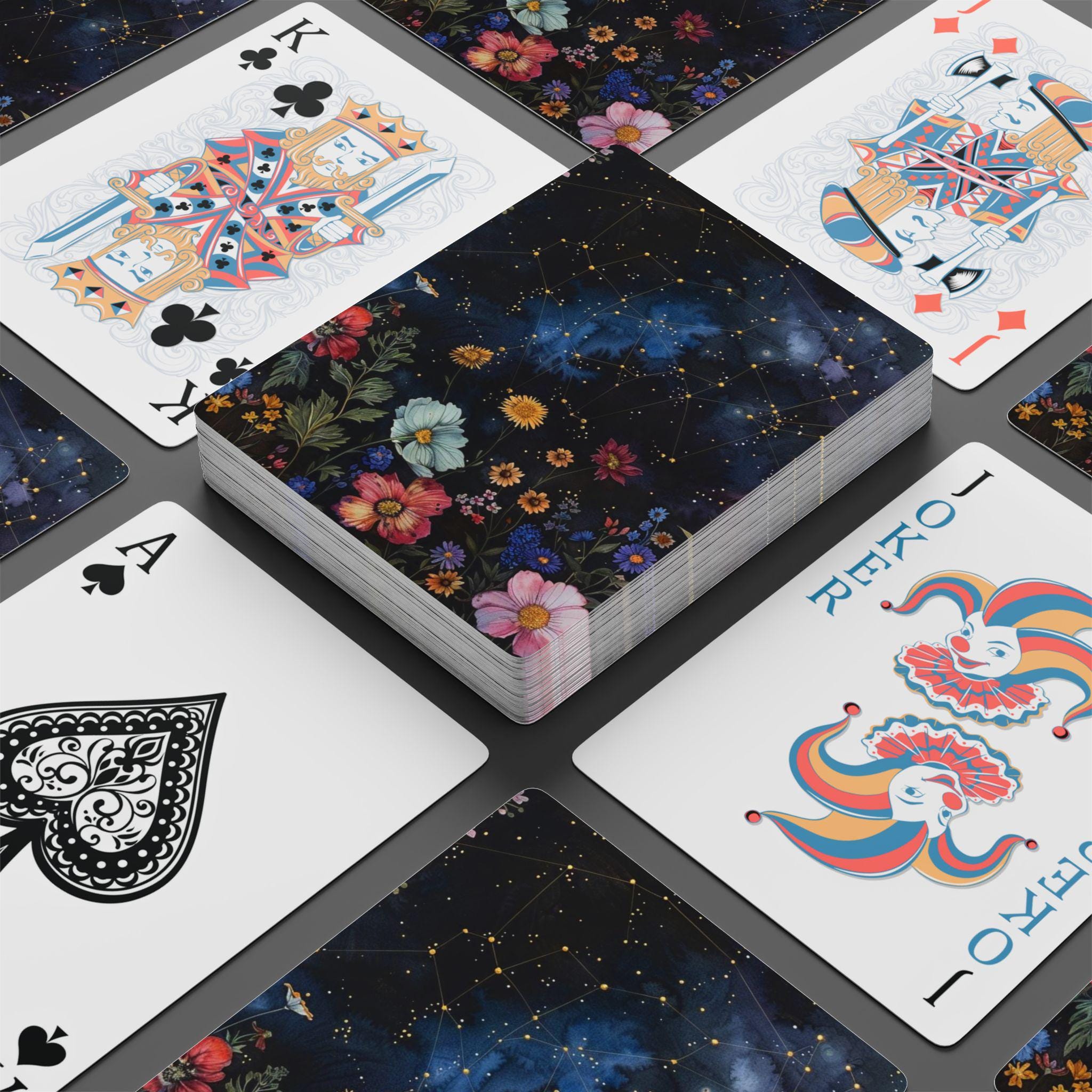 Floral Constellations Playing Cards - Celestial Flower Deck, Starry ...