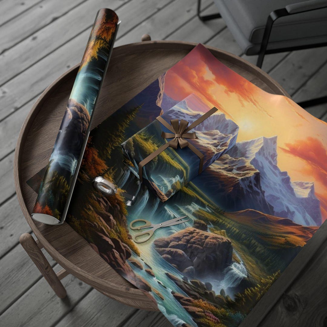 Mountain Majesty Wrapping Paper, Scenic Gift Wrap, Nature Theme, Eco ...