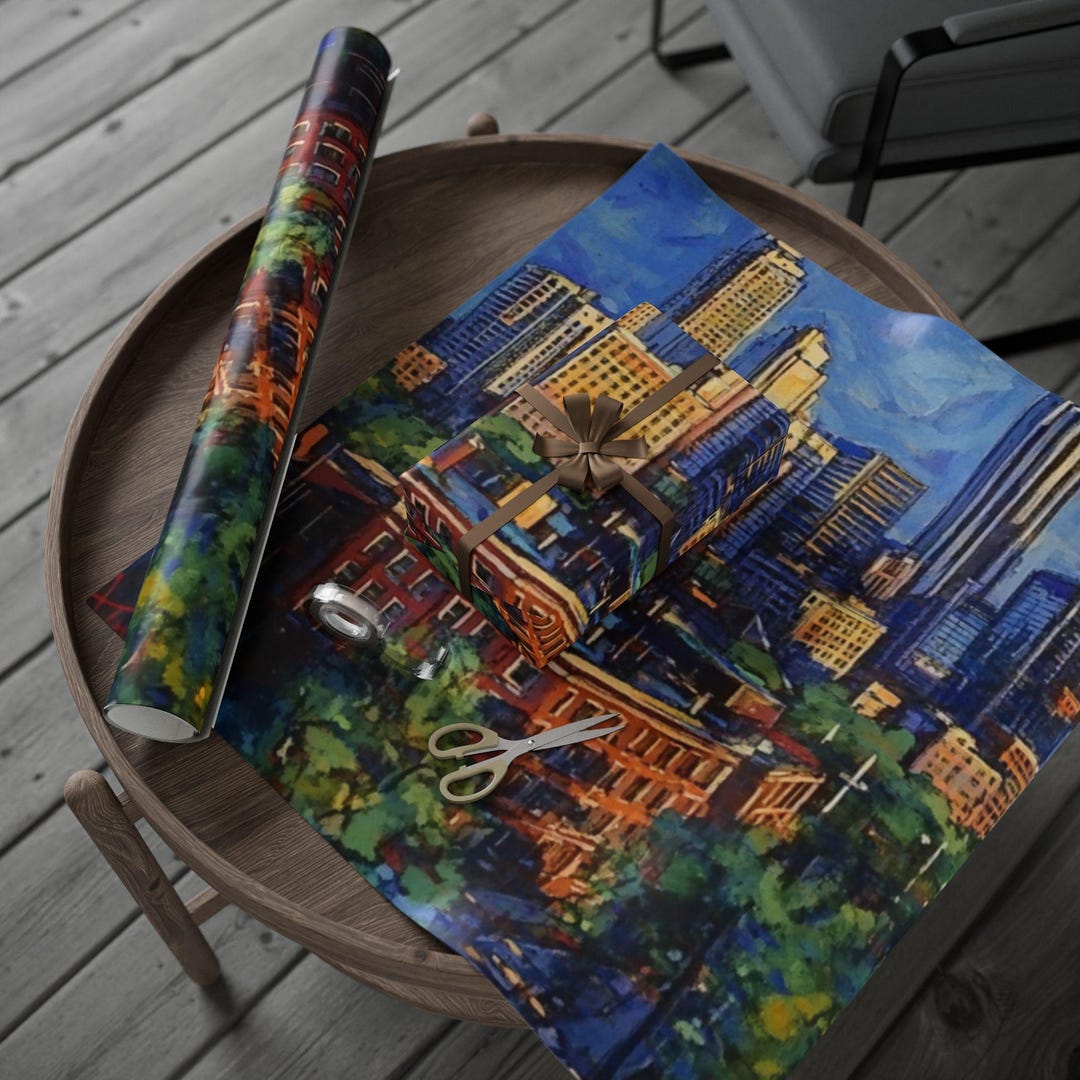Atlanta Skyline Wrapping Paper - Modern Cityscape Gift Wrap, Southern ...