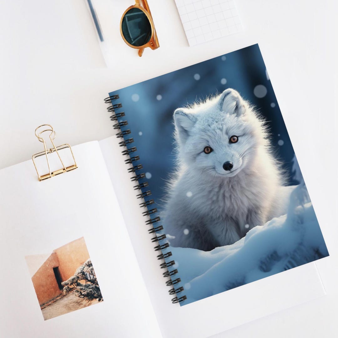 Arctic Fox Spiral Notebook - Nature Lover Journal for School, Writing ...