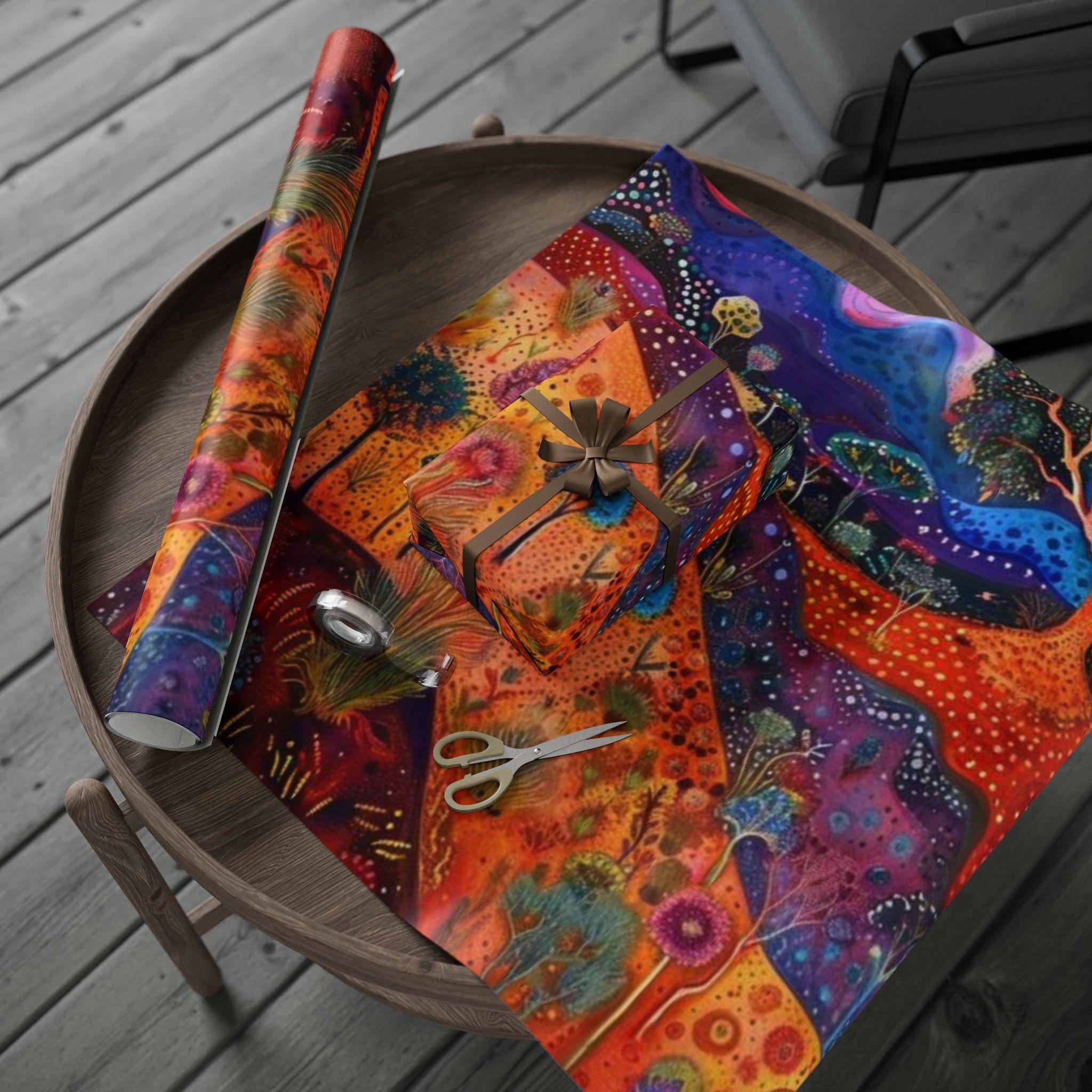Australian Dreamtime Wrapping Paper, Colorful Gift Wrap, Bohemian Style ...