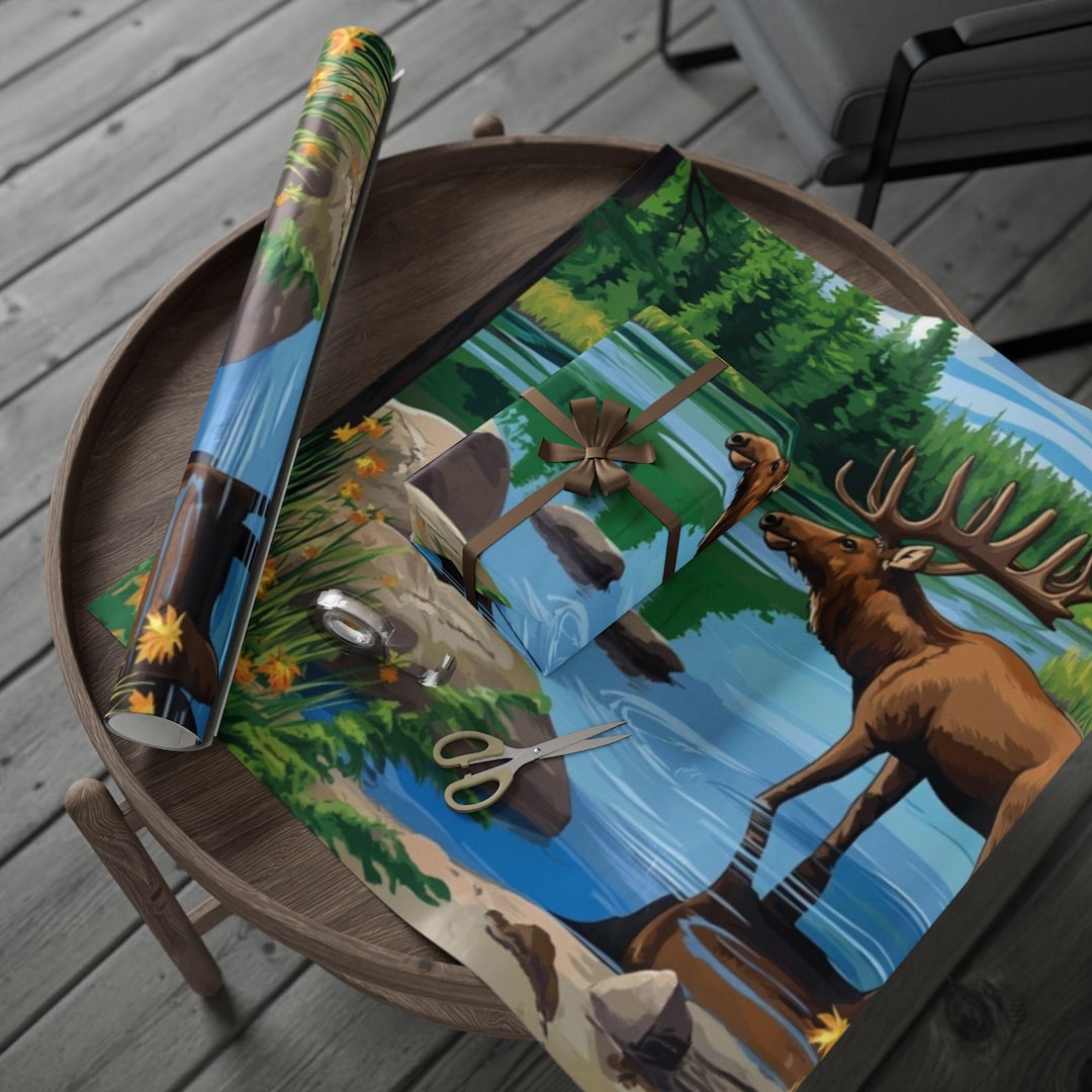 Michigan Wildlife Wrapping Paper, Scenic Wilderness Gift Wrap, Outdoor ...