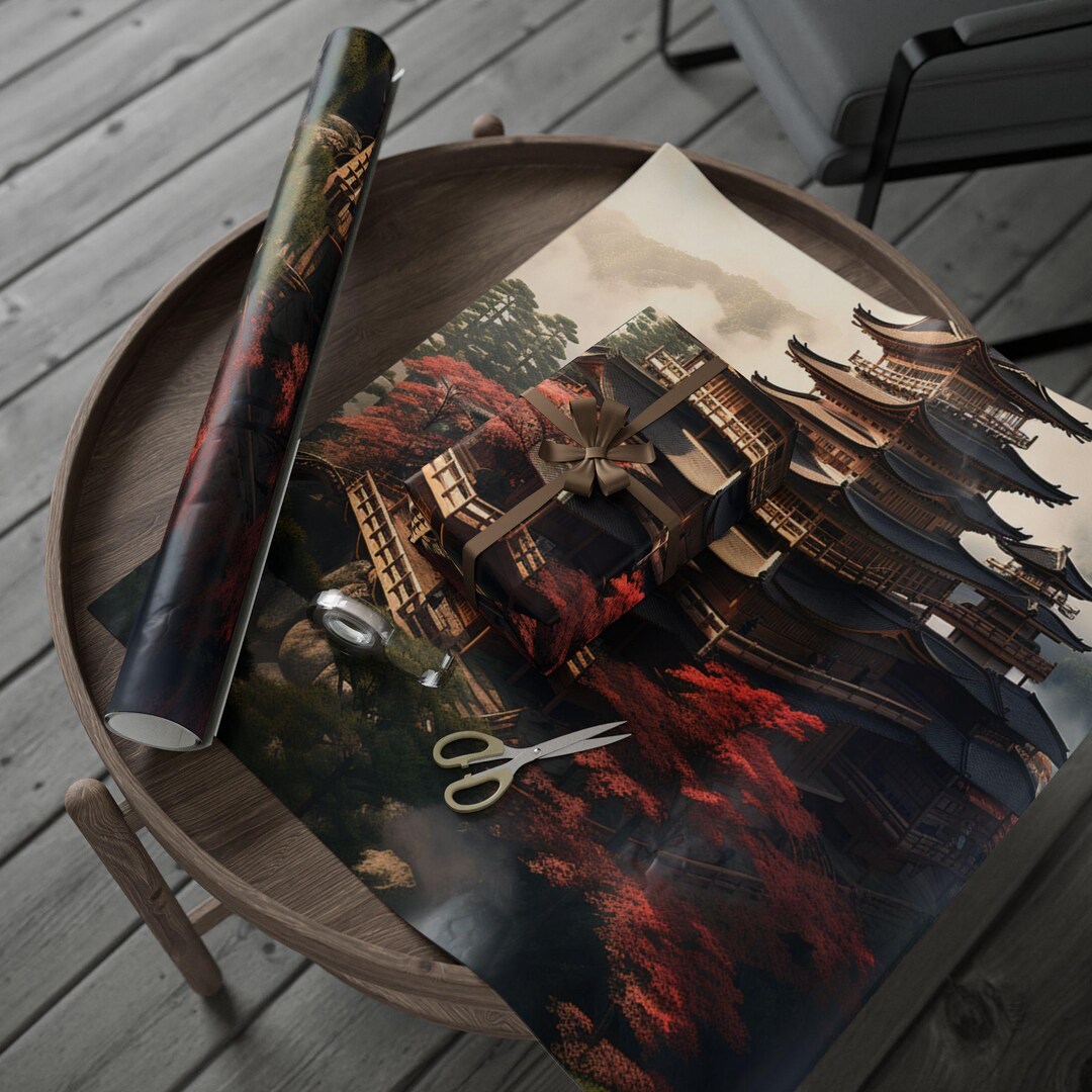 Japanese Architecture Wrapping Paper, Japanese Temple Gift Wrap, Eco ...