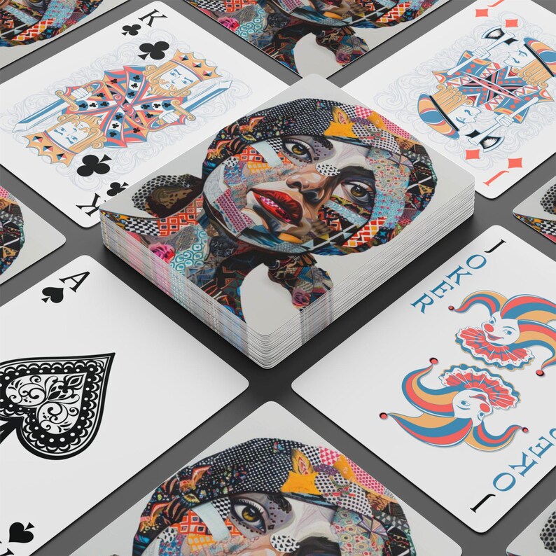 Patterned Portraits Playing Cards - Artistic Portrait Deck, Decorative ...