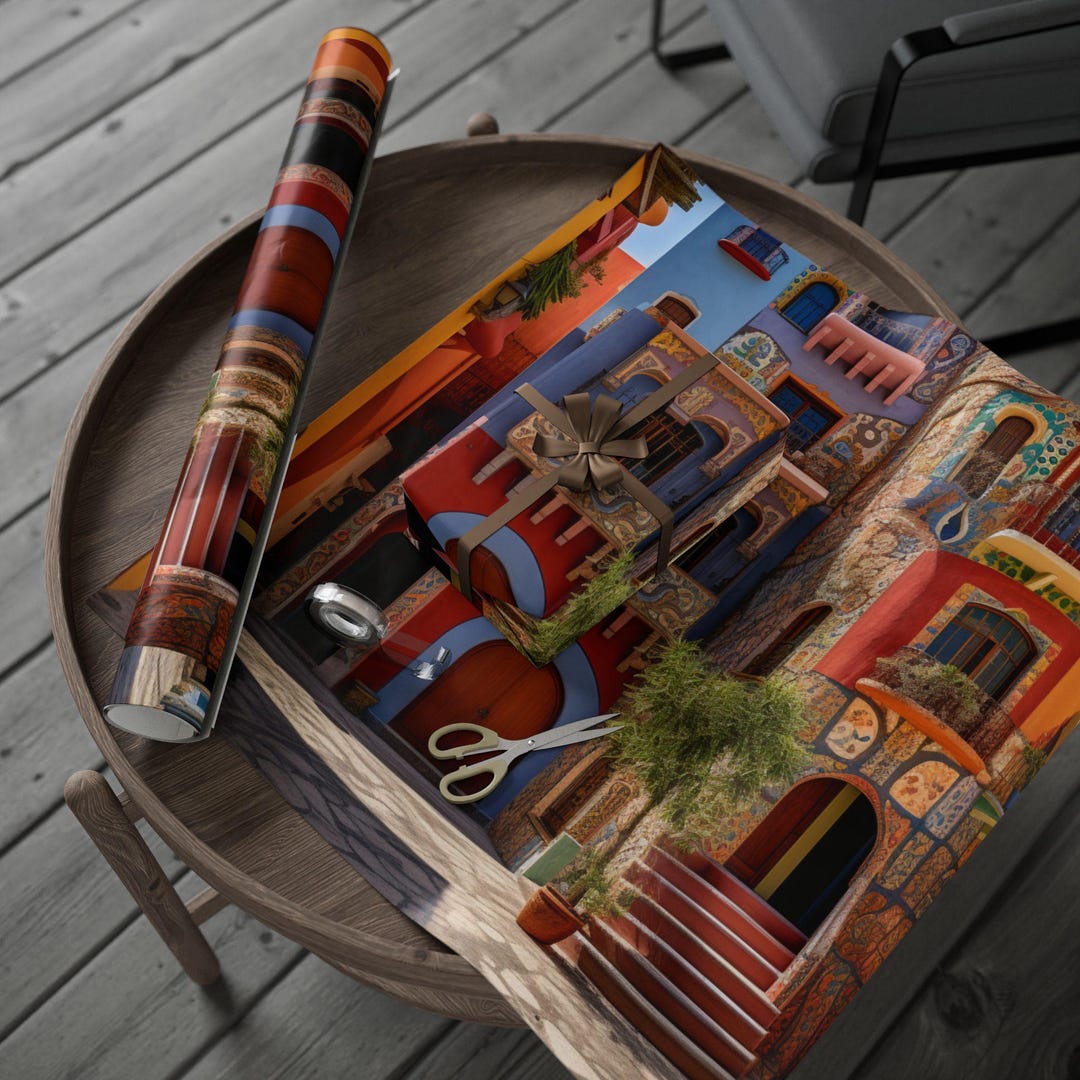 Mexico Architecture Wrapping Paper for Gifts, Vibrant Gift Wrap, Unique ...