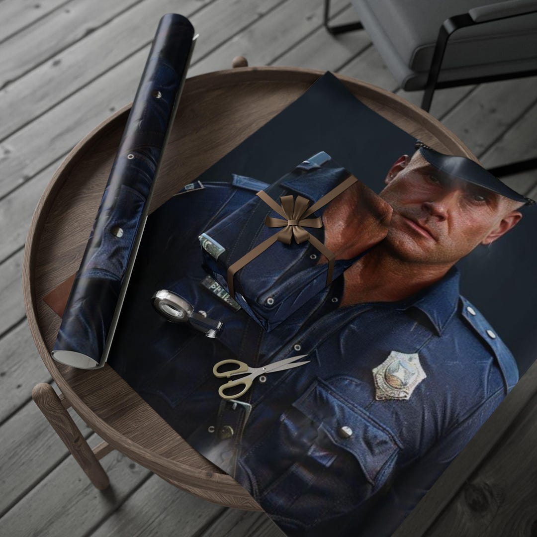 Police Officer Wrapping Paper, Gift Wrap for Birthdays, Christmas, and ...