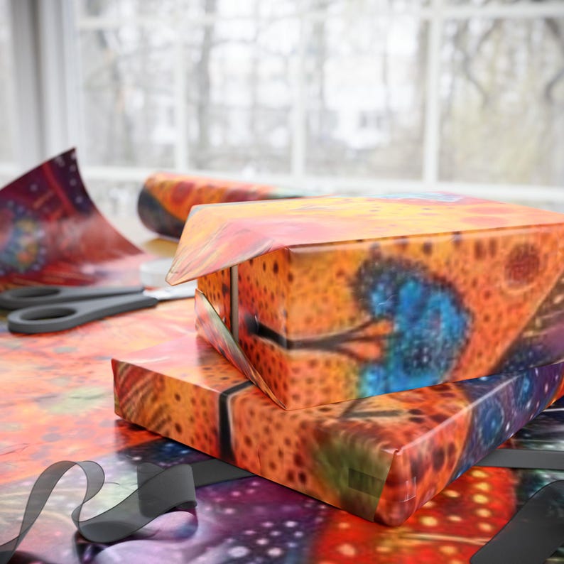 Australian Dreamtime Wrapping Paper, Colorful Gift Wrap, Bohemian Style ...