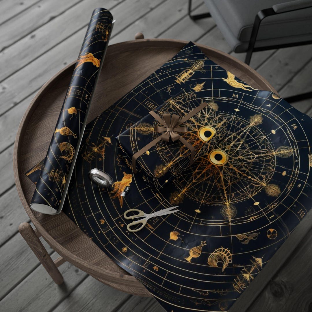 Zodiac Constellations Wrapping Paper, Astrology Gift Wrap, Zodiac Print ...