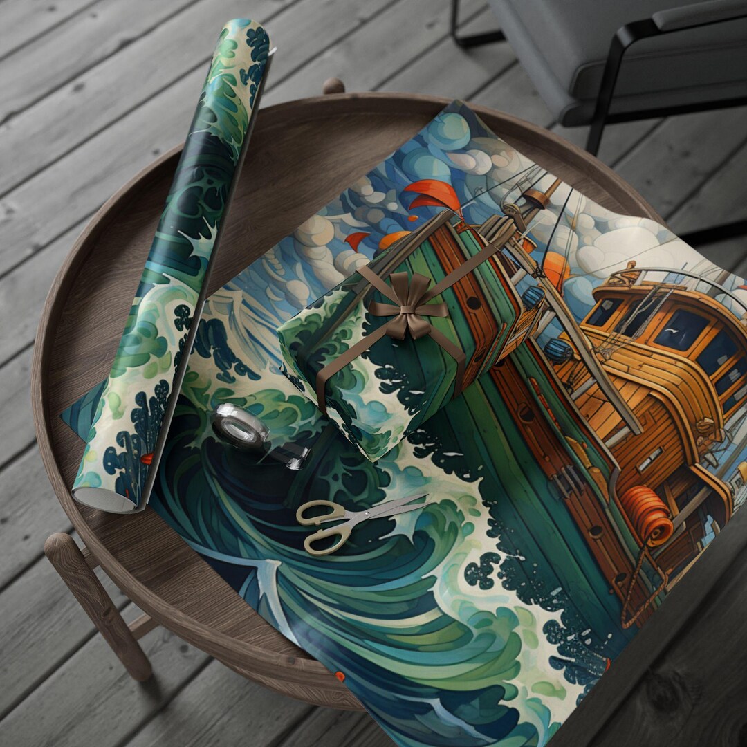 Rock the Boat Wrapping Paper | Colorful Boat Design, Gift Wrap for All ...