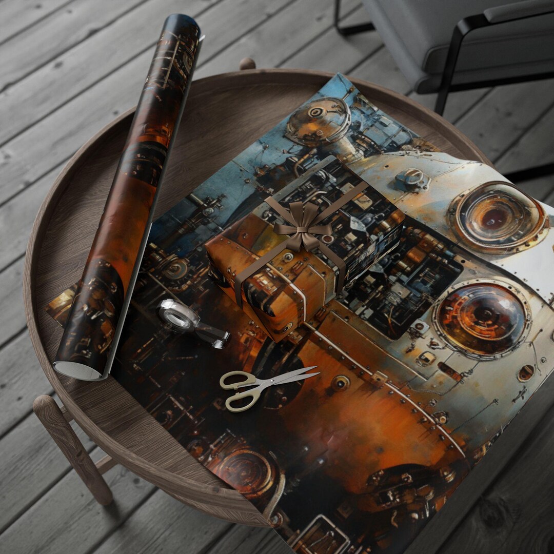 Mechanical Marvels Wrapping Paper - Industrial Gift Wrap, Steampunk ...