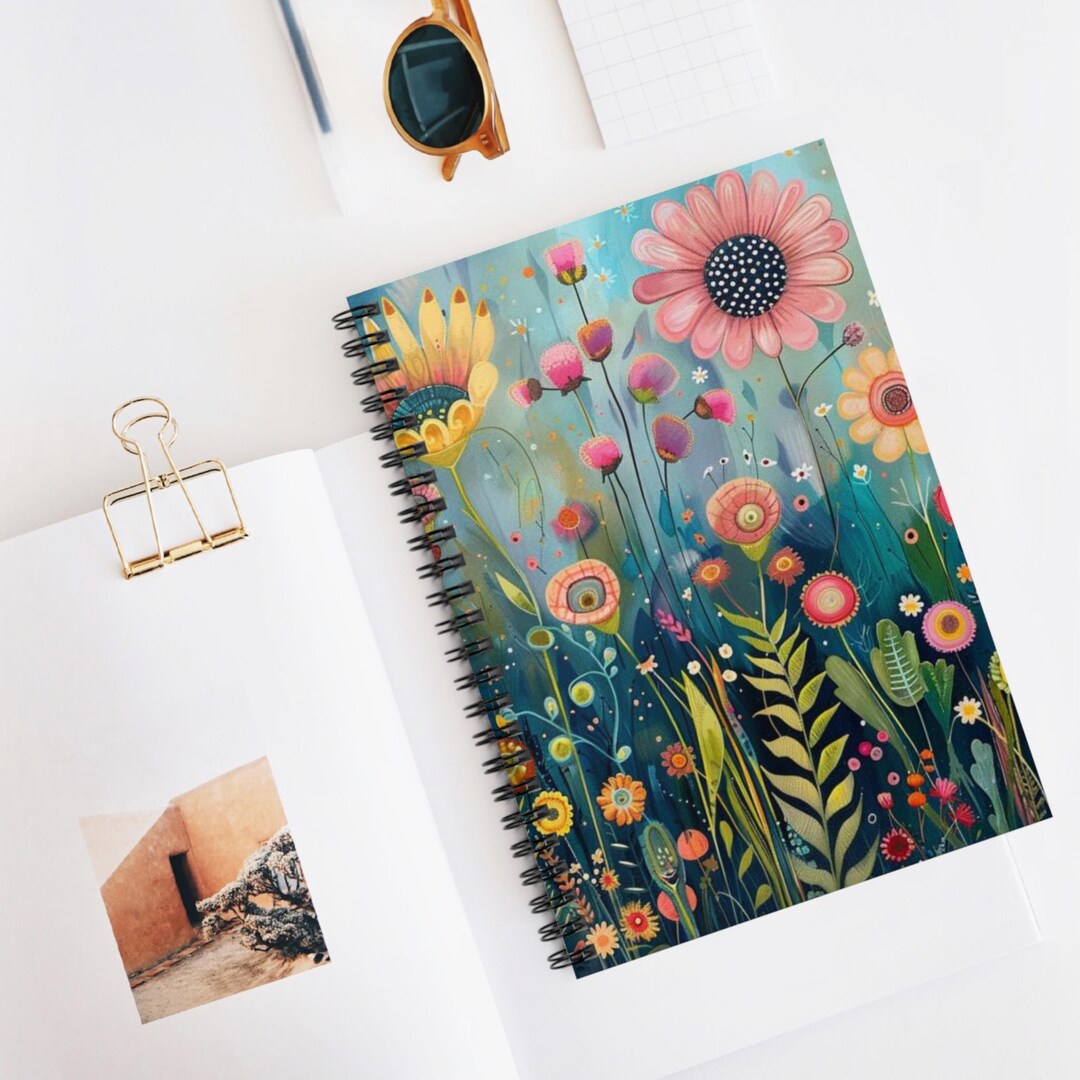 Whimsical Wildflowers Spiral Notebook - Boho Floral Journal, Nature ...