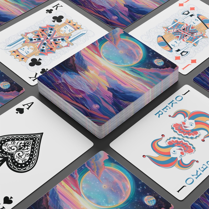 Holographic Horizons Playing Cards - Futuristic Art Deck, Iridescent ...
