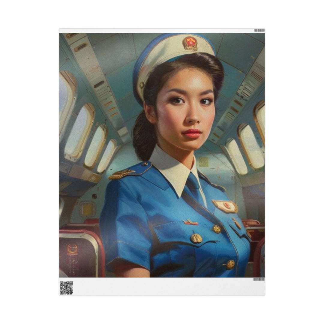 Flight Attendant Wrapping Paper for Unique Gifts, Vintage Aesthetic ...
